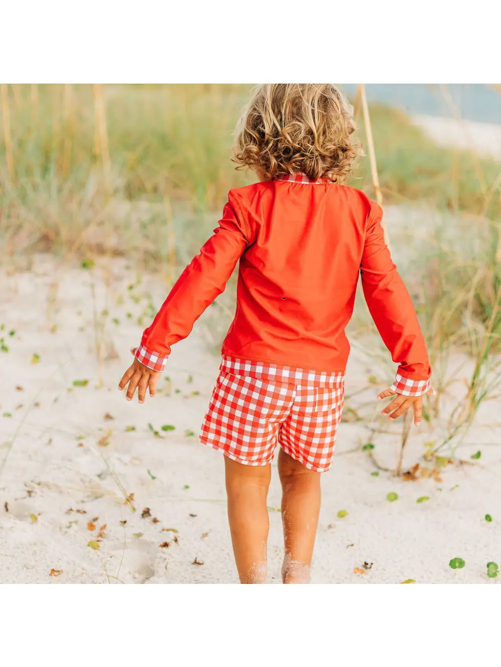 Red Gingham Swim Shorts | Adorabella Boutique